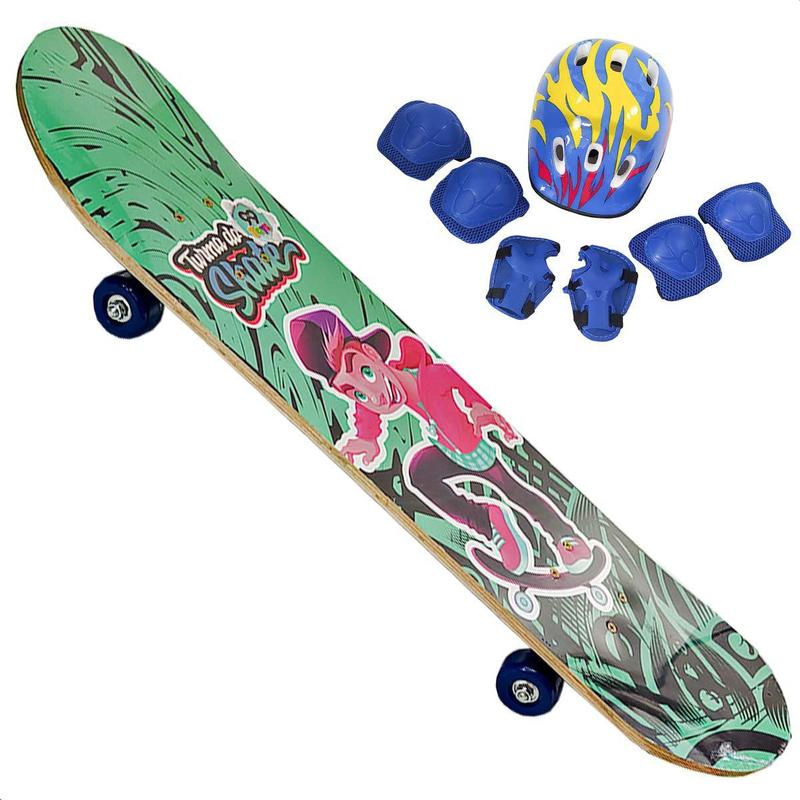 Skate Infantil Skateboard Com Kit De Proteção 78x20cm - 99 TOYS - Skate ...
