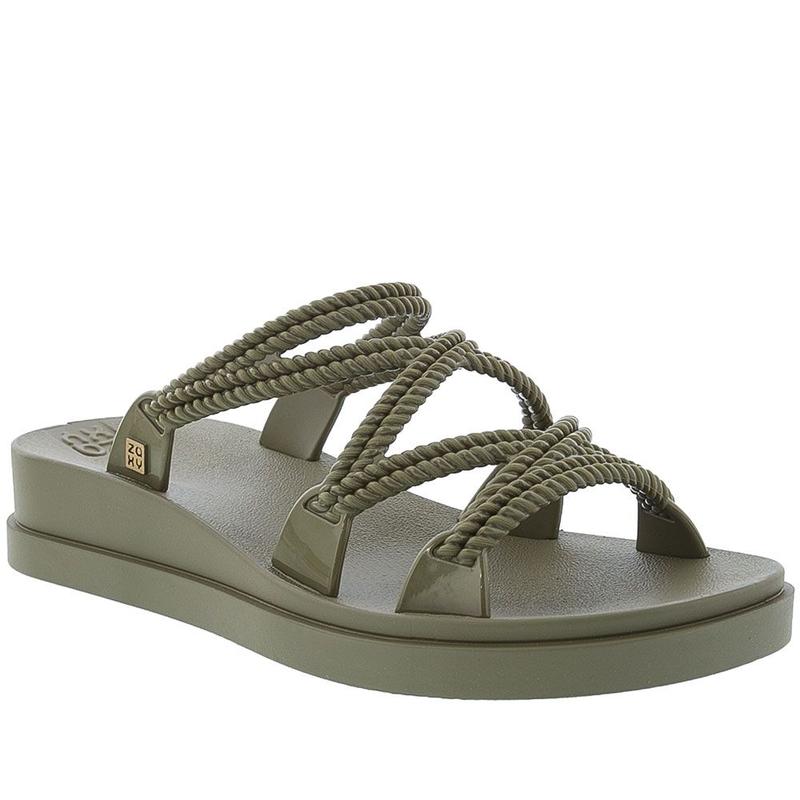 Slide Zaxy Anabela Camila de Lucas Tiras Tressê Verde - Chinelo ...