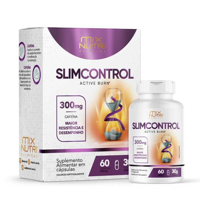 Slim Control Active Burn (Cafeína, Chá Verde, Gengibre, Laranja e Café Verde) 60 Cápsulas - Mix ...