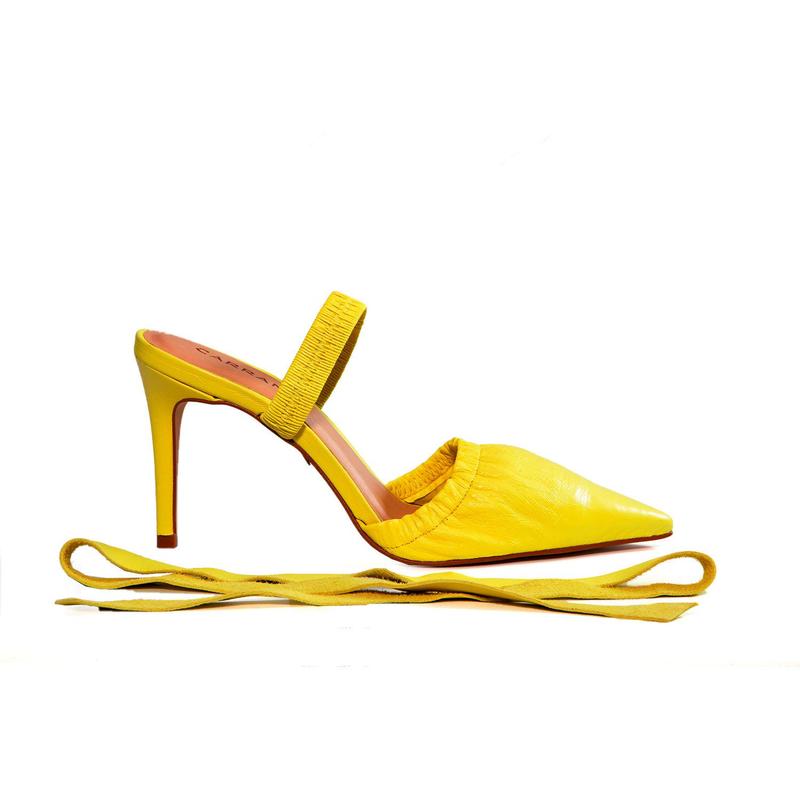 Slingback Verde Limoncello Carrano Couro 3 em 1 Salto Médio Fino 8,7cm ...
