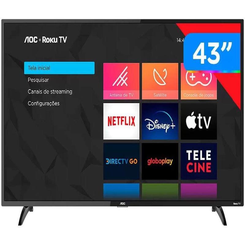 Smart Tv 43 Polegadas 43s5195/78 Led Hd Roku 3 Hdmi 1 Usb Aoc - Smart ...