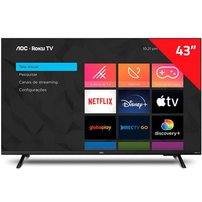 Smart Tv 43 Polegadas LED HD Roku 3 HDMI 1 USB AOC - Smart TV ...
