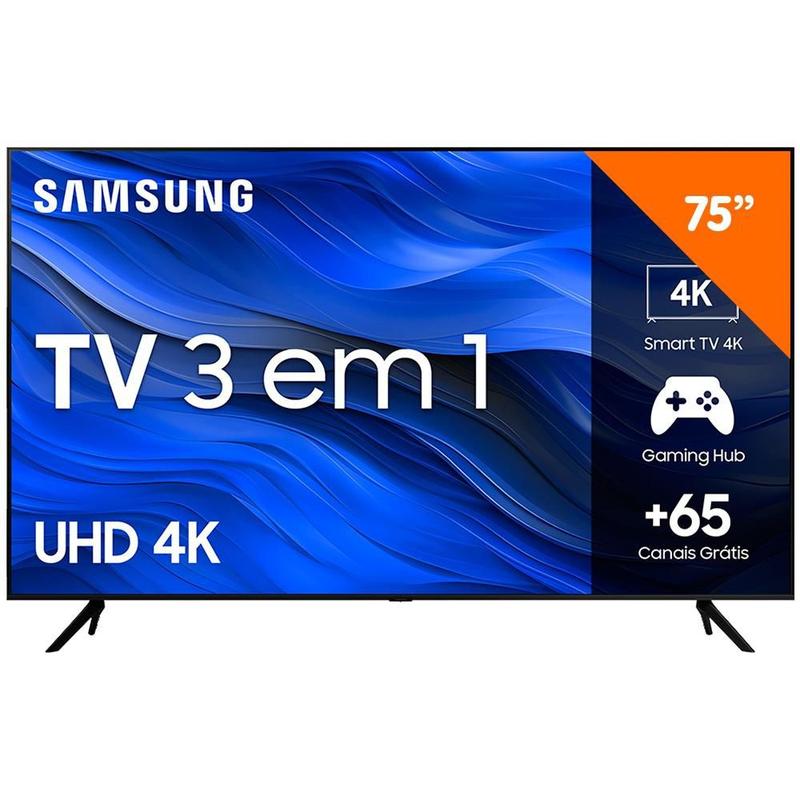 Smart TV 75 polegadas Samsung UHD Crystal com Gaming Hub 4K, UN75CU7700 ...
