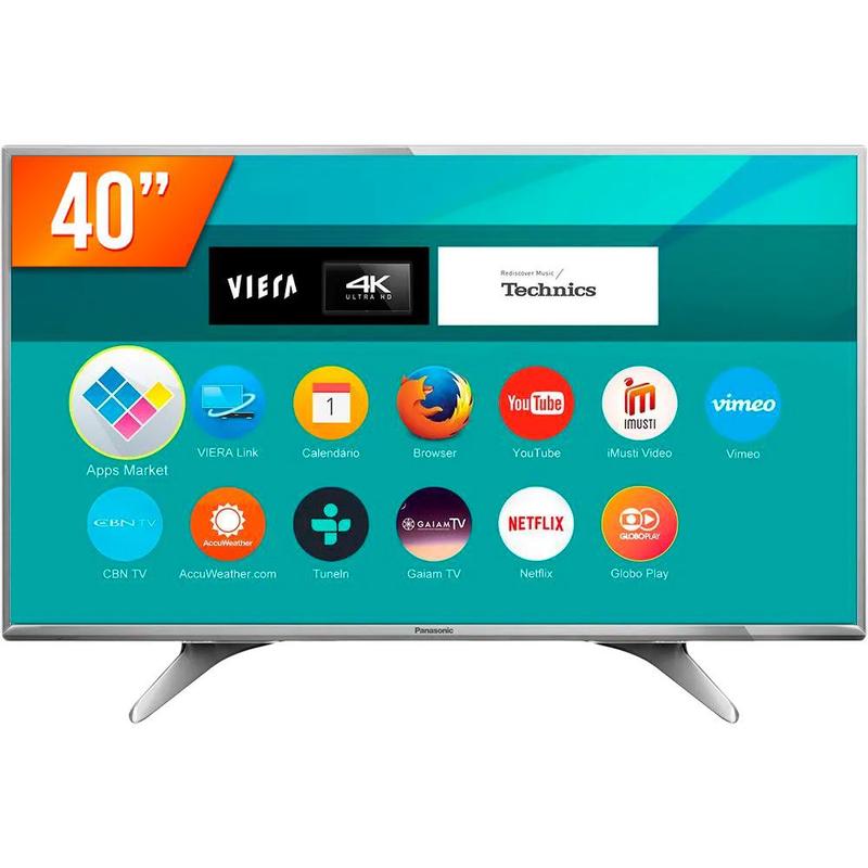 Smart TV LED 40" Ultra HD 4K Panasonic TC-40DX650B 3 HDMI 2 USB Wi-Fi ...