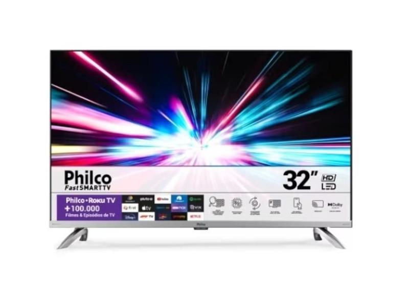 Smart TV Philco Roku 32” LED HD Wi-fi 2 HDMI e 1 USB Preto/Prata Bivolt ...