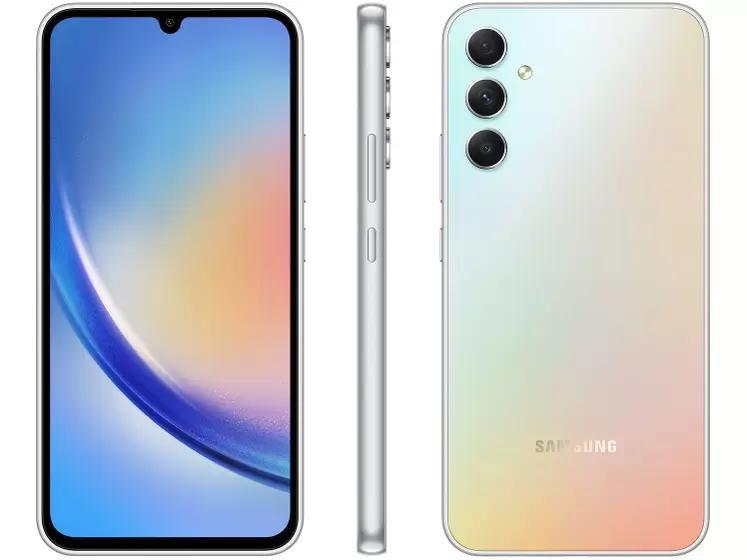 Smartphone Samsung Galaxy A34 128GB 5G - Prata, Câmera Tripla 48MP ...