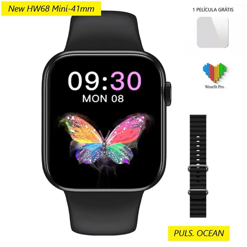 Smartwatch HW68 Mini 41mm 2 pulseiras e película Tela Infinita Ligação ...