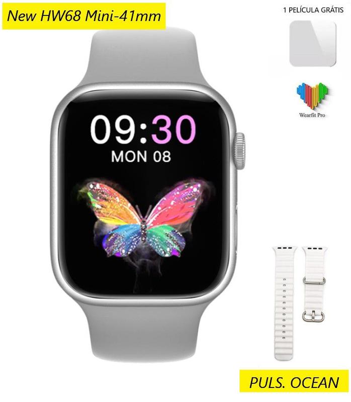Smartwatch HW68 Mini New 2023 41mm 2 pulseiras e película Prata ...