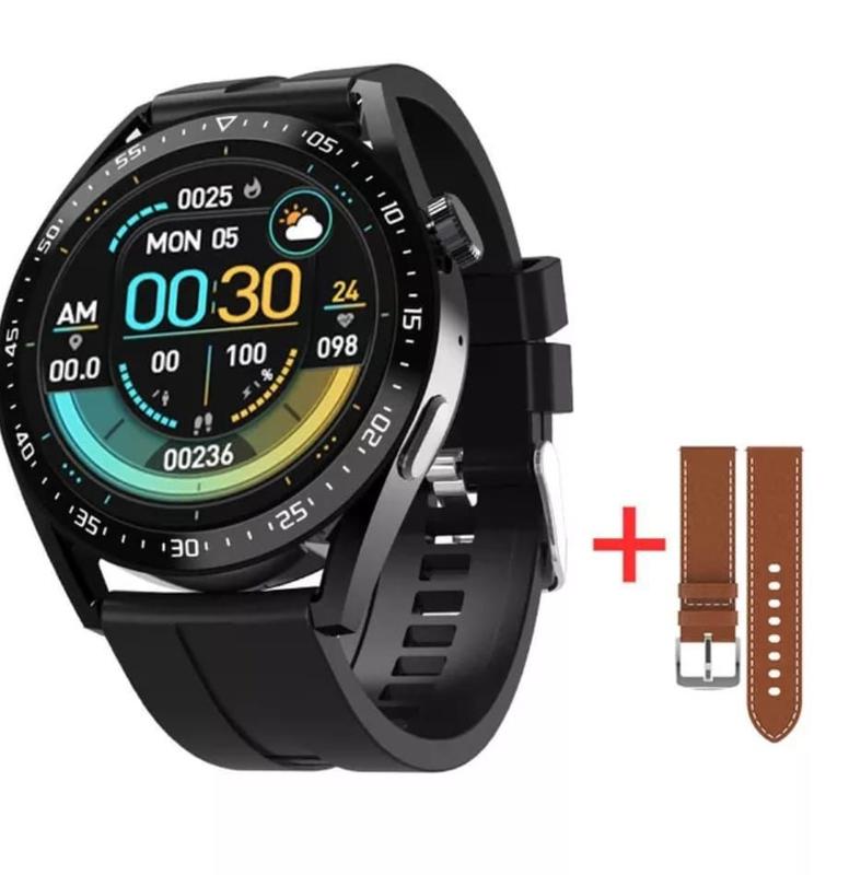 Smartwatch Redondo Relógio Hw28 Digital Analógico Preto+ Pulseira Couro Marrom - Smartwatch e ...