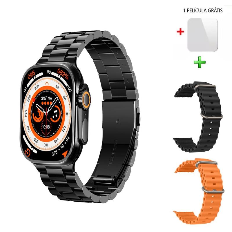 Smartwatch Ultra 9 WS09 Max 49mm 3 puls.+película Linha Gold 24K 8 Cor ...
