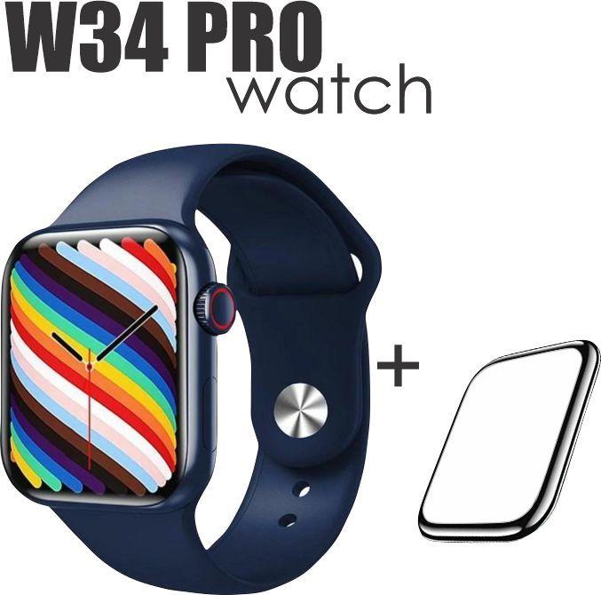 Smartwatch W34 PRO mais Pelicula 3D Cor: Azul - Smartwatch e Acessórios ...