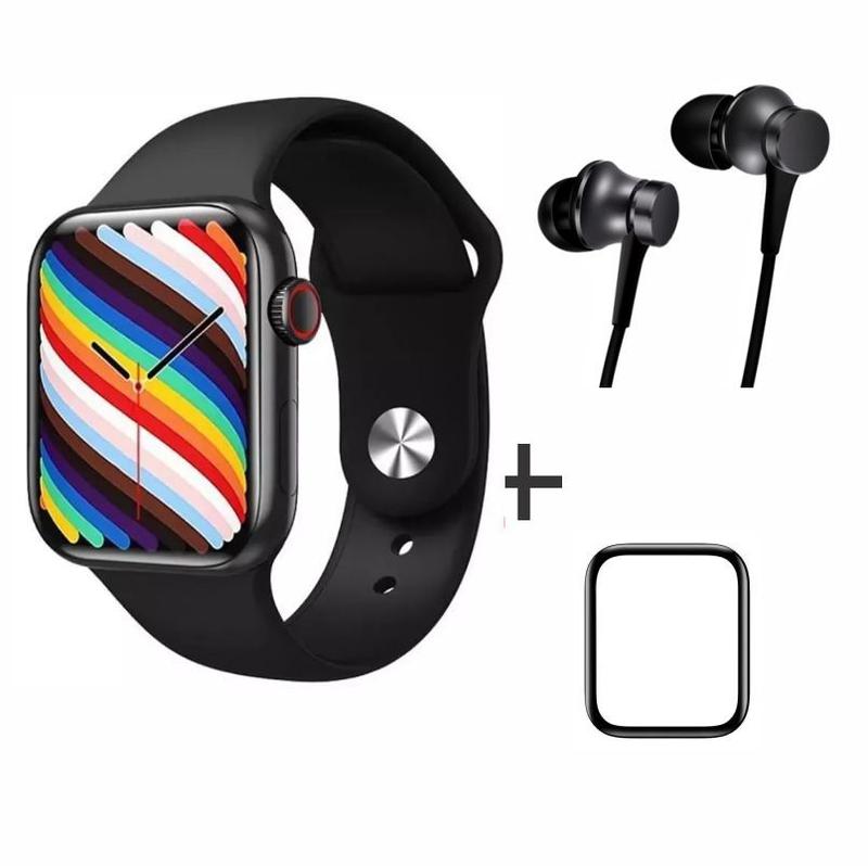 Smartwatch W34 PRO Preto mais pelicula 3D e Fone de ouvido com fio ...