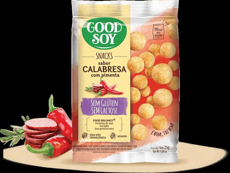 Snack salgado sabor calabresa com pimenta 25g - good soy - Comida ...