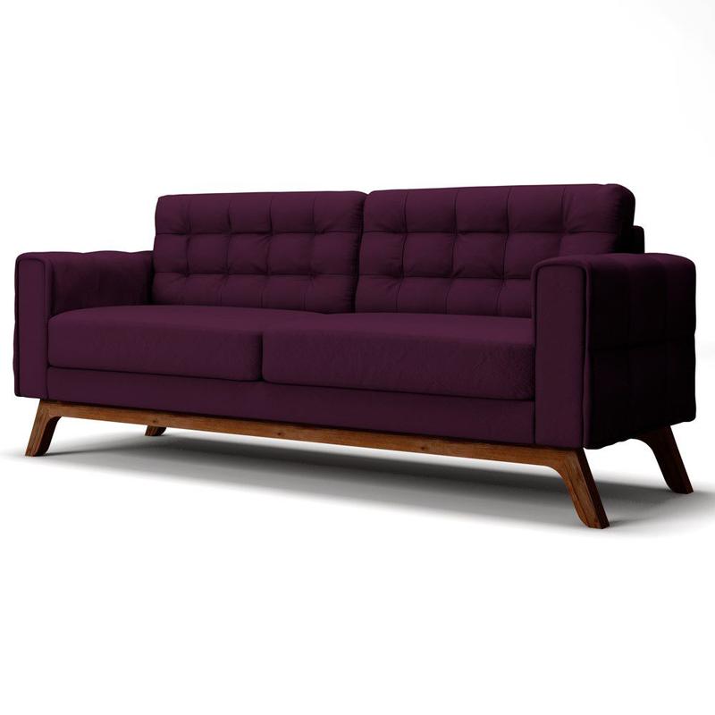 Sofá 150 cm 2 Lugares Sandero B-292 Veludo Uva - Domi - Sofás ...