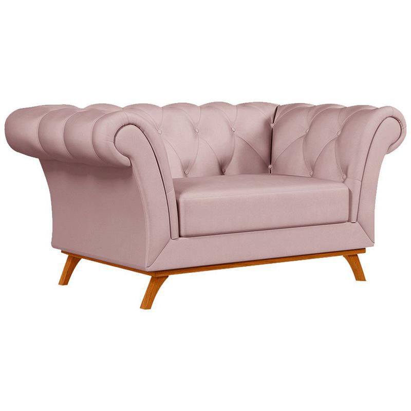 Sofá 150cm 2 Lugares Base Madeira Império C-305 Veludo Rosê - Domi ...