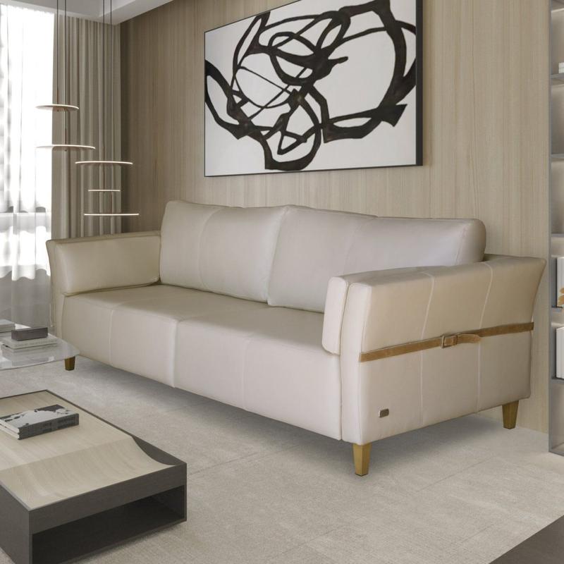 Sofá 3 Lugares 220cm Couro Legítimo Malibu Scala Decor - Sofás ...