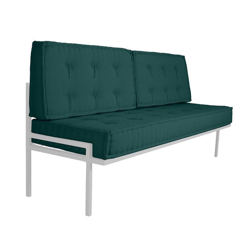 Sofá 3 Lugares Larissa I Suede Azul com Pés Branco - Mundo Futon ...