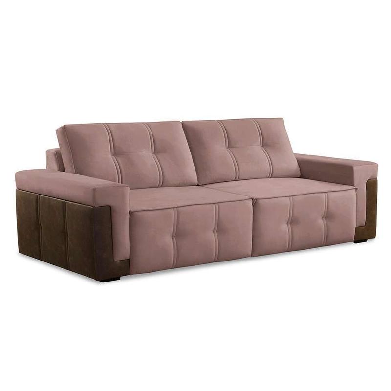 Sofá 3 Lugares Trento Veludo Rosê 225 cm - Ferguile - Sofás - Magazine ...