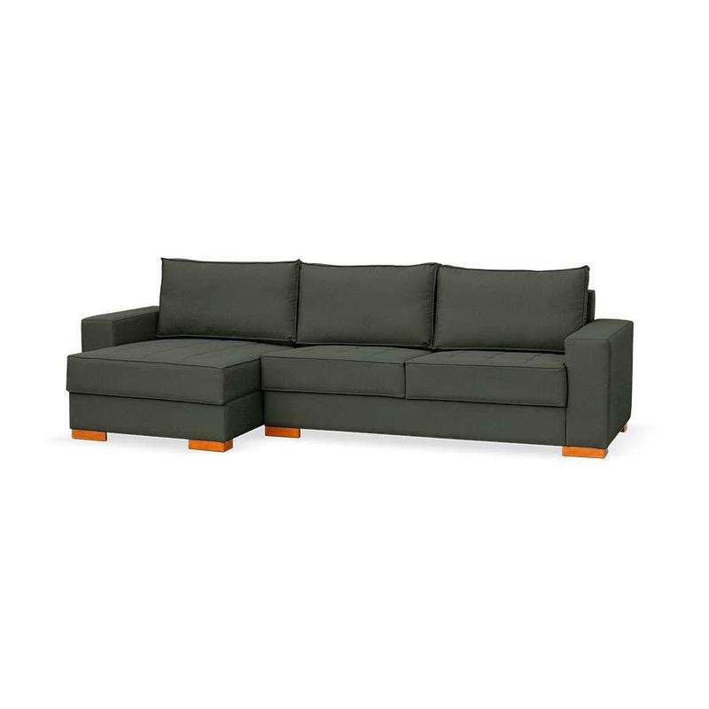 Sofá 5 Lugares com Chaise Esquerdo Maru Veludo Grafite - Arvo - Sofás ...