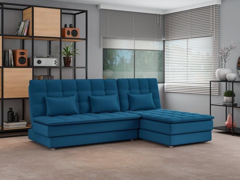 Sofa Cama Reclinavel Chaise Penelope Veludo Turkey Azul - F442 - Matrix ...