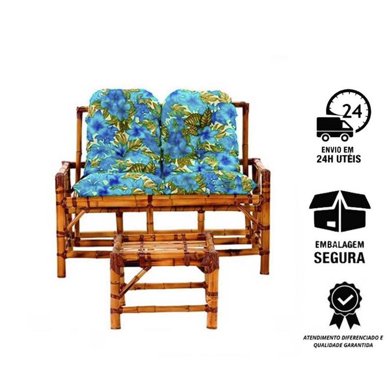 Sofá De Bambu 2 Lugares Com Mesa De Centro P/ Varanda Oferta - Compree ...