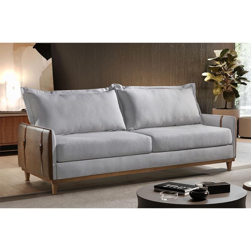 Sofá Dubai Living 1,65m Pés e Base em Madeira Linho - Bisart - Sofás ...