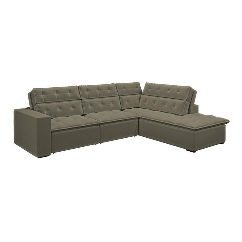 Sofa Evora Canto Dir 2,75 Vel Cinza Escuro 7029 Bipartido - KONFORT ...