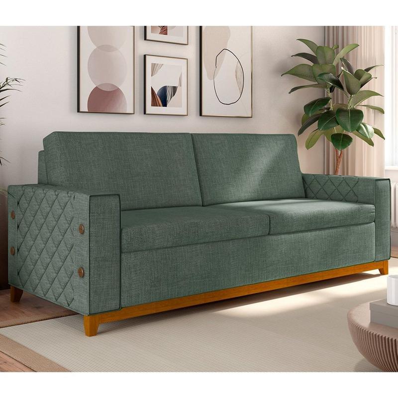 Sofá Living Vintage 3 Lugares 225cm em Linho Áspen - Arte Cúbica Estofados - Sofá 3 Lugares ...