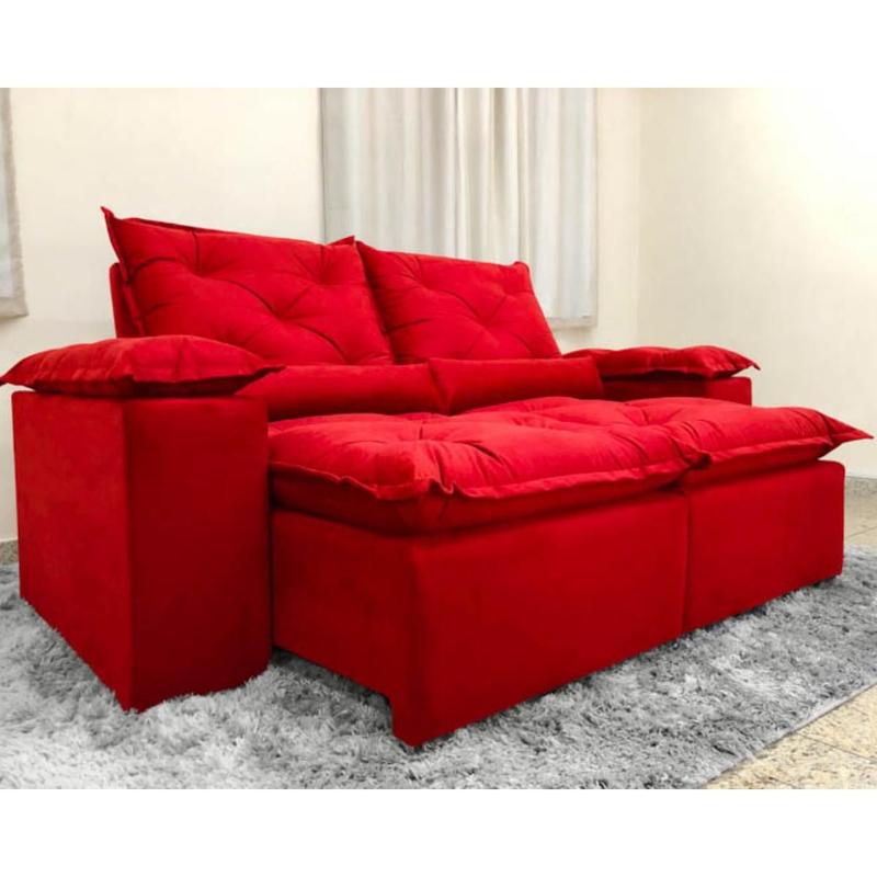 Sofa Reclinavel Retratil Design Elegante Athena 2,30m Veludo - Alpoim ...