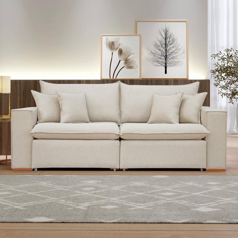 Sofá Retrátil 220cm Barcelona Linho/Cru - Celflex - Sofás - Magazine Luiza