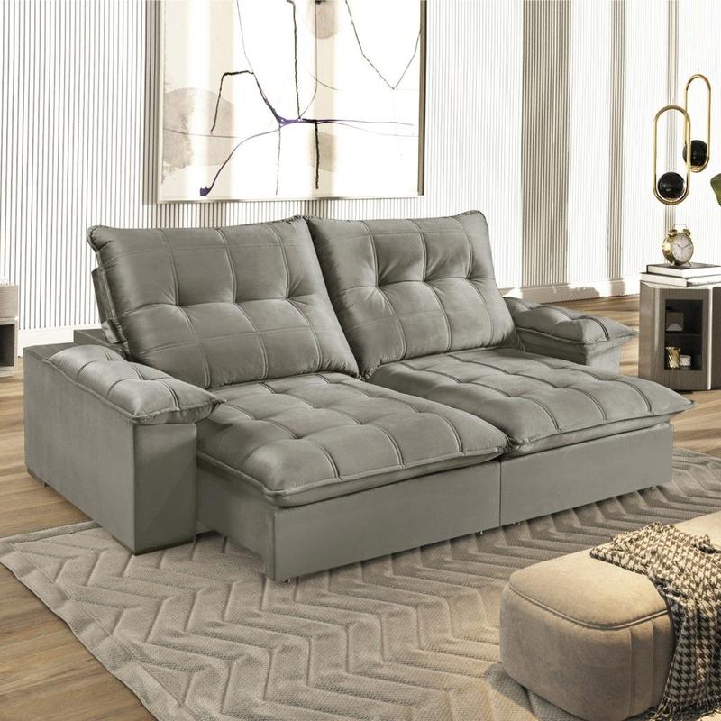 Sofá Retrátil e Reclinável 210cm Vicenza Zênett Estofados - Sofás - Magazine Luiza