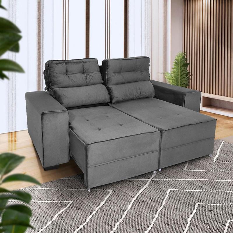 Sofá Retrátil E Reclinável 2M Cinza Mônaco MDM - MDM ESTOFADOS - Sofás ...
