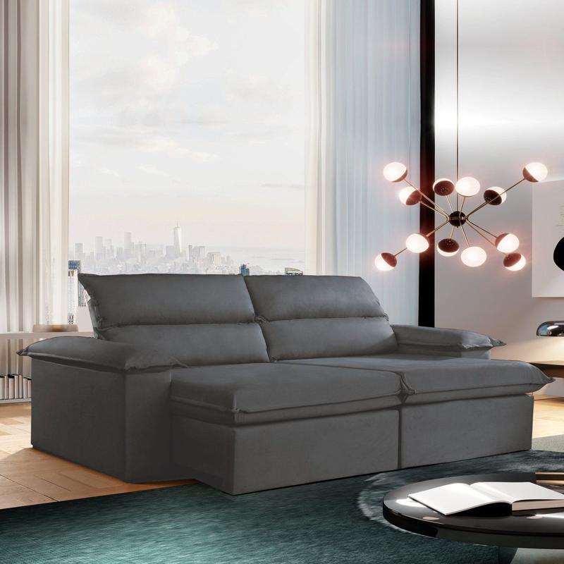 Sofá Retrátil e Reclinável 4 Lugares 240cm Vanilla Montano Estofados ...