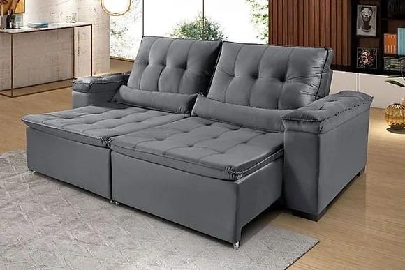 Sofá RetrátiL & Reclinável 2,20m C/ Pilow nos Braços - MOLAS ENSACADAS ...