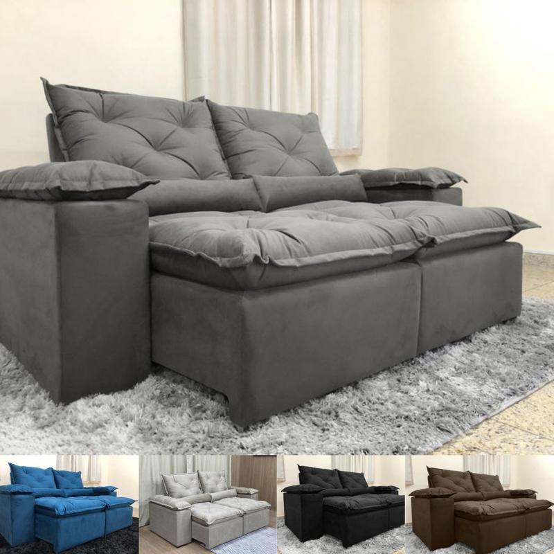 Sofá Veludo Retrátil Reclinável Luxo Conforto Athenas 2,00m - Fernandes - Sofás - Magazine Luiza