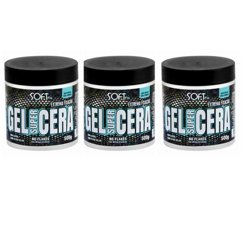 Softfix Gel Fixador Super Cera 500g (Kit C/03) - Gel de Cabelo ...