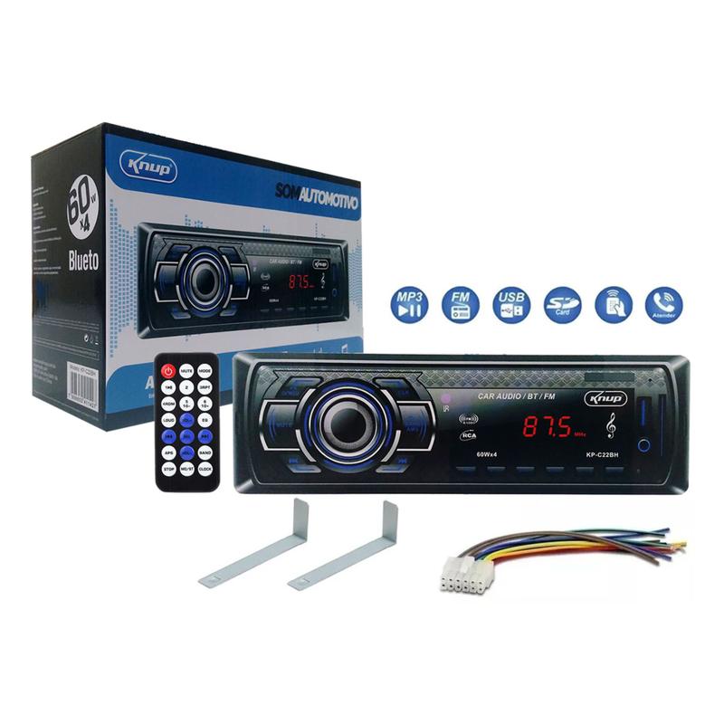 Som Automotivo Bluetooth Knup C22Bh - Rádio + Usb + Bluetooth + Auxiliar - Som Automotivo ...