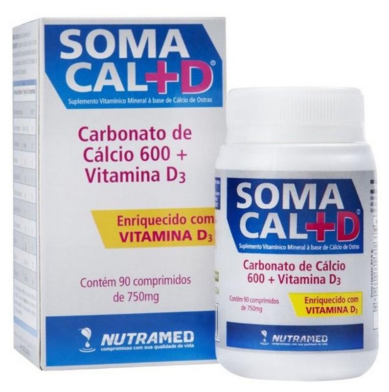 SOMA CAL+D Carbonato de Calcio 600+Vitamina D 3 - Nutramed - Cálcio ...