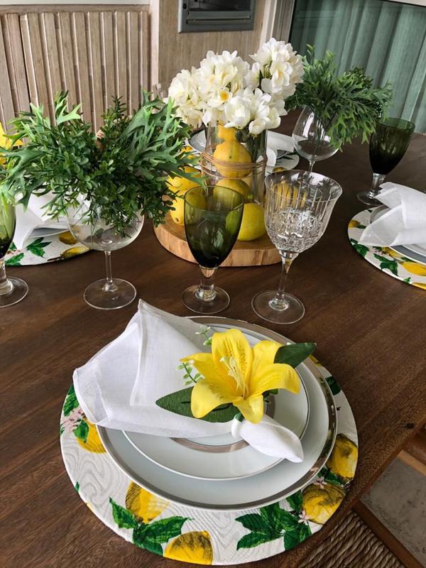 Sousplats Limão Siciliano + Guardanapos + Porta Guardanapos. - Sack ...