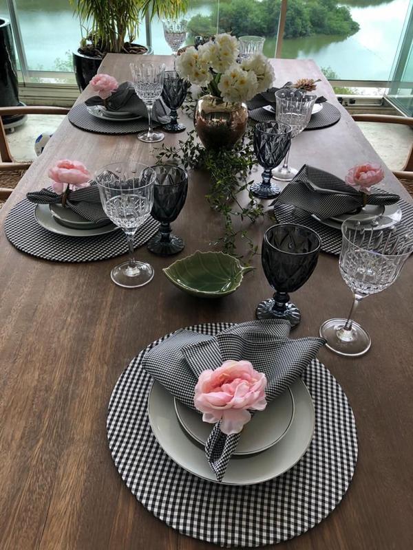 Sousplats Xadrez PB Vichy + Guardanapos + Porta Guardanapos. - Sack ...