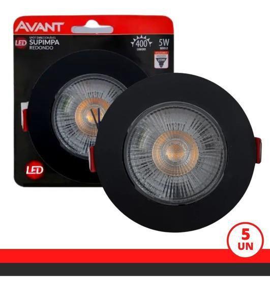 Spot Embutido Led 5W Redondo Direcionável Preto 3000K - Avant - Spot ...