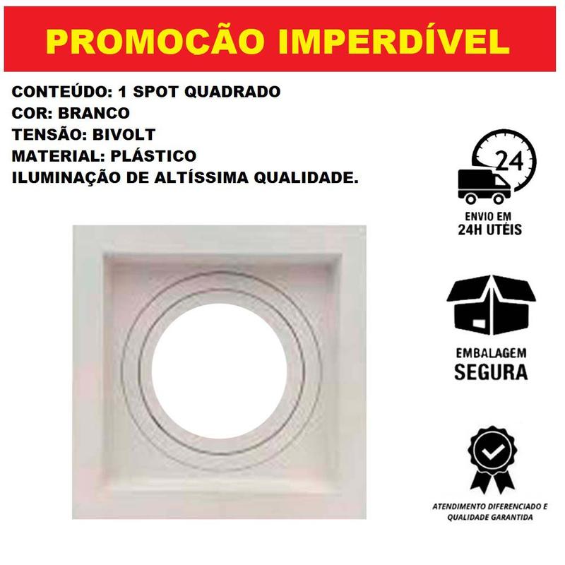 Spot Embutir 1L Par20 Quadrado Direcionável Branco Alumínio Marca Pix ...