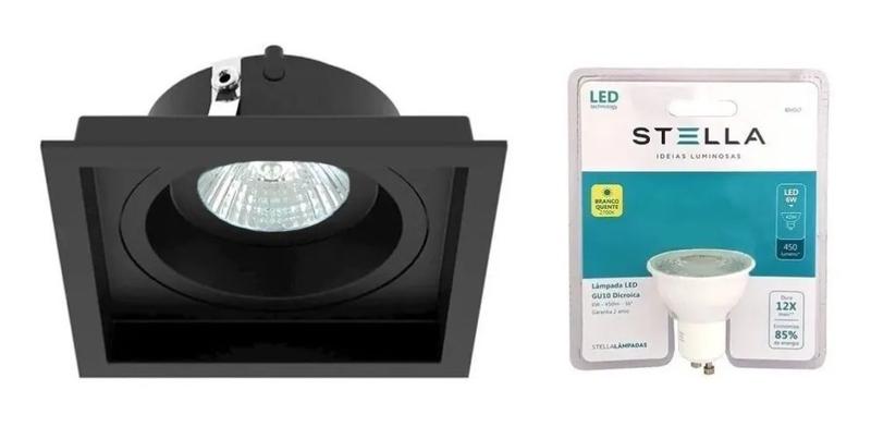 Spot Embutir Recuado Il4716 Interlight Preto + Lâmpada Led Stella 6000K - Spot - Magazine Luiza