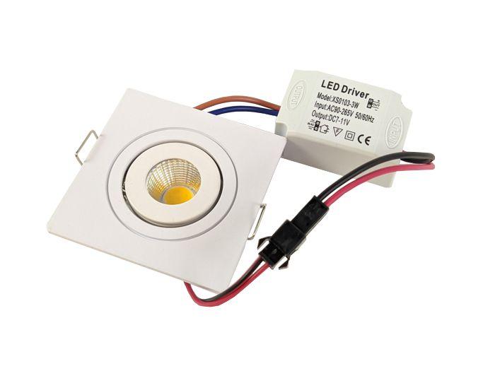 SPOT LED DRIVER 3W 3000K DE EMBUTIR QUADRADO 6X6cm 90-265VAC - A-XU - Spot - Magazine Luiza