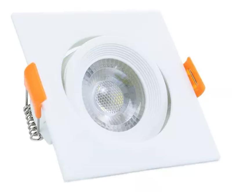 Spot LED Luminária quadrado direcionável embutir 7w 3000K Amaralo ...