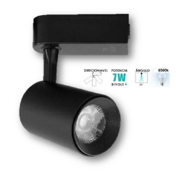 Spot Para Trilho Eletrificado Preto Led 7W Luz Fria 6500K - CTB - Spot ...