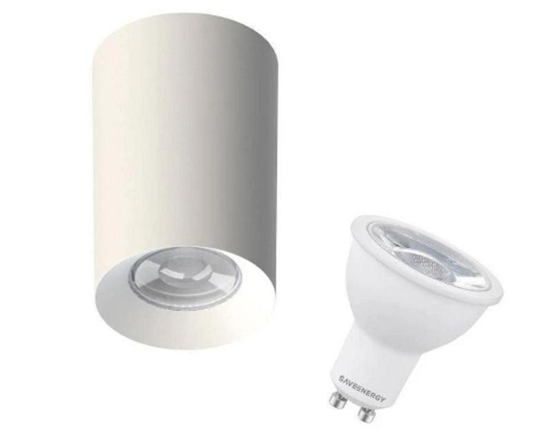 Spot plafon sobrepor tower redondo recuado dicroica MR16 Branco + lâmpada LED dicroica MR16 ...