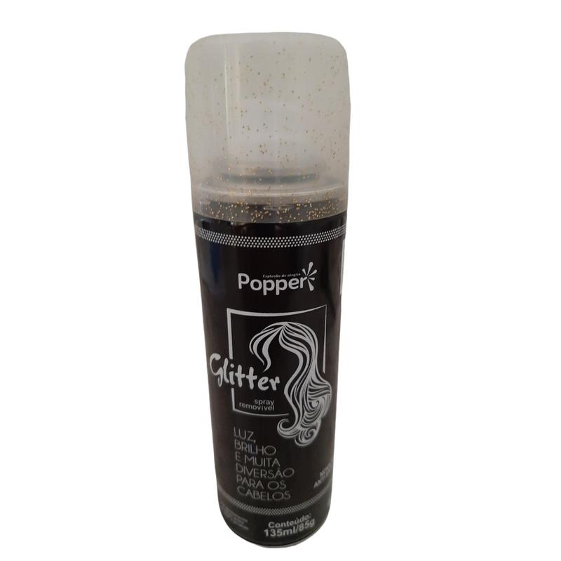 Spray Glitter Popper - Dourado/para Cabelo - Tinta Spray de Festa para ...