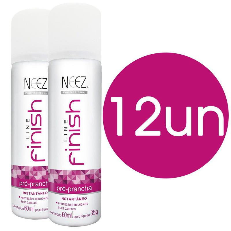 Spray para Cabelo Finish Pré-Prancha Neez Profissional 60ml 12 Unidades ...