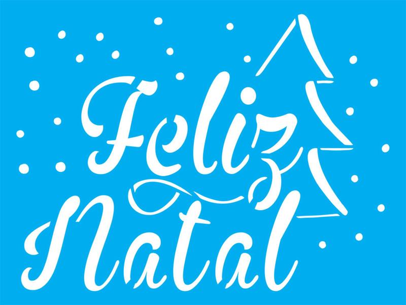 Stencil 15x20cm TK0043 Feliz Natal Árvore Toke de Arte - Estêncil para Pintura - Magazine Luiza